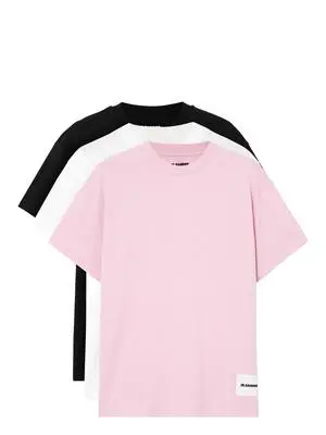 JIL SANDER Three-pack Appliquéd Cotton-jersey T-shirts - Multi