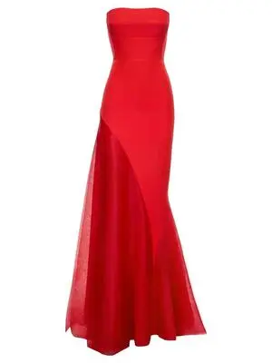 V:PM ATELIER Strapless Fishtail Dress - Red