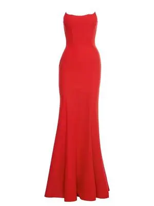 V:PM ATELIER Strapless Fishtail Dress - Red