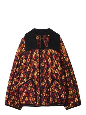 Burberry Geranium Leaf-print Quilted Jacket - Red