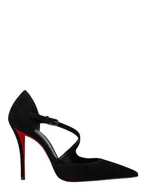 CHRISTIAN LOUBOUTIN Miss Ziggyta 100 Suede Heels Black