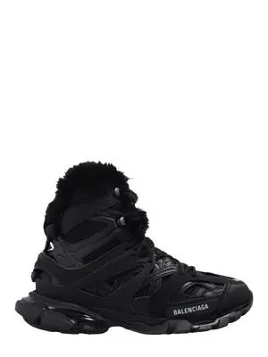 Balenciaga Track Hike Faux Fur Sneakers - Black