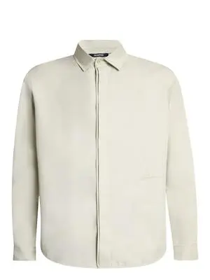 Jacquemus Simon Cotton Herringbone Sport Shirt - Light Green