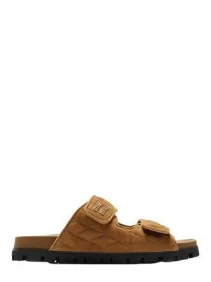 Miu Miu Suede Fussbett Sandals - Olive