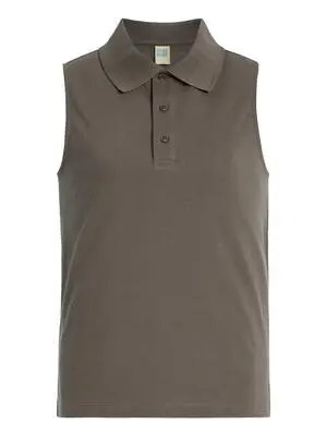 FLORE FLORE Lauren Cotton Polo Tank Top - Brown
