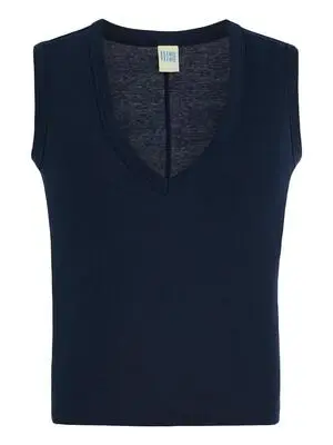FLORE FLORE Dewi Cotton Tank Top - Navy