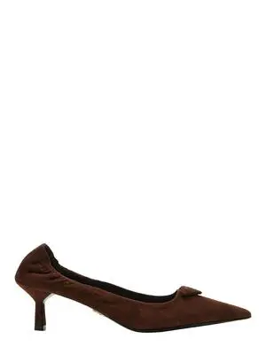Prada Suede Kitten Heel Pumps - Brown