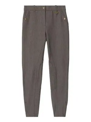 Burberry Herringbone Stretch Cotton Jodhpurs - Walnut Brown/taupe Beige