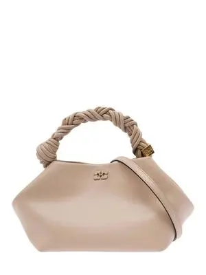 GANNI Handbag With Braided Handle And Butterfly Logo Grey
