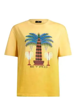 Etro Palm-tree Print T-shirt - Yellow