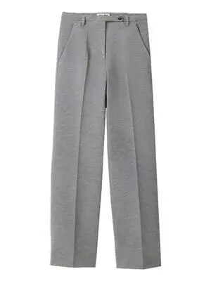 Miu Miu Embroidered-logo Trousers - Grey