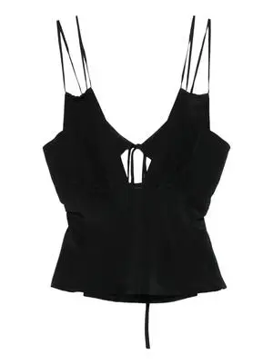 Paris Georgia Bernie Tie-front Silk Camisole - Black
