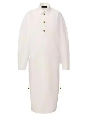 Fabiana Filippi Button-fastening Midi Shirt Dress With Drawstring - White