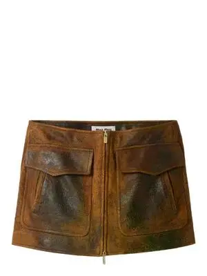 Miu Miu Flap-pocket Mini Skirt - Brown