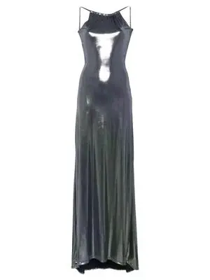 MIAU BY CLARA ROTESCU Metallic Open-back Maxi Dress - Grey