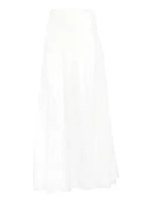 Paris Georgia Silk-voile Pleated Skirt - White