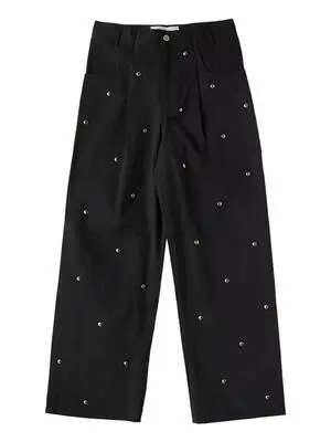 SONG FOR THE MUTE Bead-embellished Straight-leg Trousers - Black