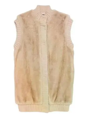 Pinko Faux-fur Knitted Gilet - Neutrals