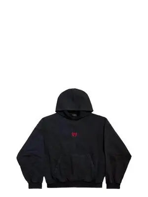 Balenciaga Cotton Embroidered Logo Hoodie - Black