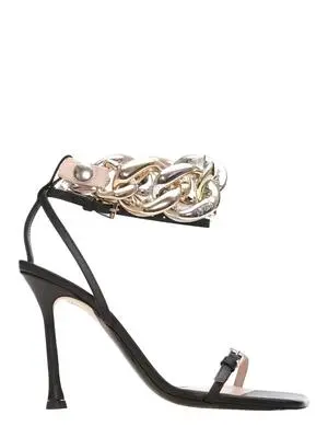 N°21 Chain Heeled Sandals - Black