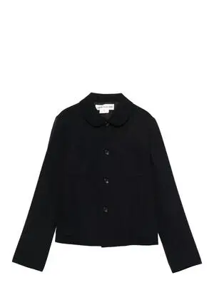 Comme Des Garçons Peter-pan Collar Cardigan With Patch Pockets - Black