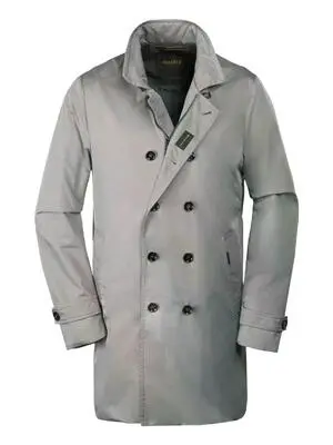 MOORER Double-breasted Zip-front Coat - Grey