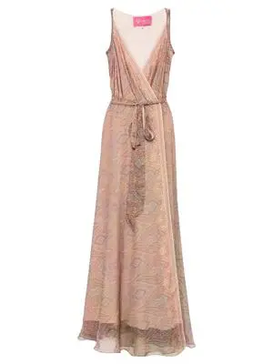 MIAU BY CLARA ROTESCU Paisley Print Maxi Wrap Dress - Pink