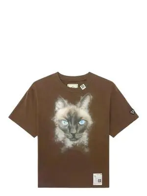 Mihara Yasuhiro Cat-print Cotton T-shirt - Brown