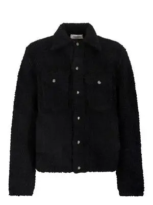 LANEUS Textured Button-fastening Shirt Jacket - Black