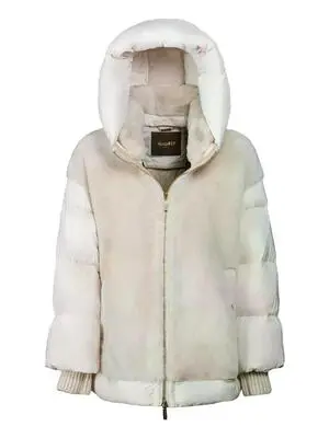 MOORER Shearling-panel Padded Jacket - Neutrals