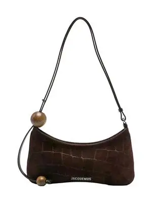 Jacquemus Le Bisou Crocodile-effect Shoulder Bag With Wood-bead Embellishment - Brown