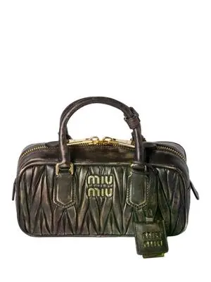 Miu Miu Arcadie Matelassé Leather Tote - Brown