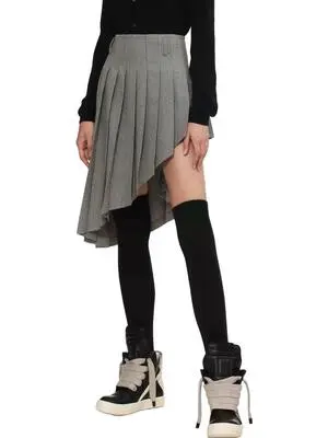 We11Done Pleated Asymmetric Skirt - Neutrals