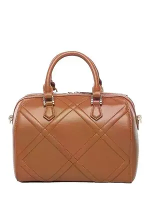 V°73 Quilted-effect Tote Bag With Logo Plaque - Brown