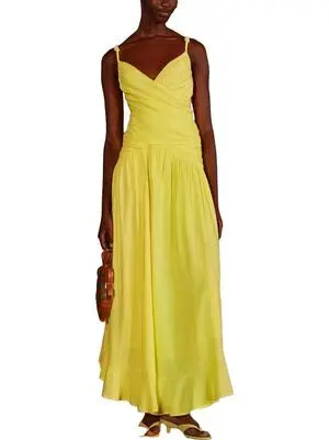 FARM RIO Knotted-Strap Ruffled Maxi Dress
