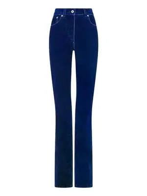 FERRAGAMO Straight-leg Velvet Trousers - Blue