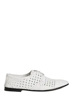 Dolce & Gabbana Woven Leather Derby Shoes - White