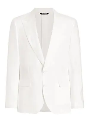 Dolce & Gabbana Single-breasted Linen Fabric Jacket - White