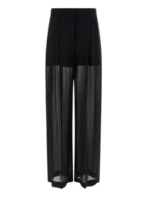 Alberta Ferretti Silk Georgette Palazzo Trousers - Black