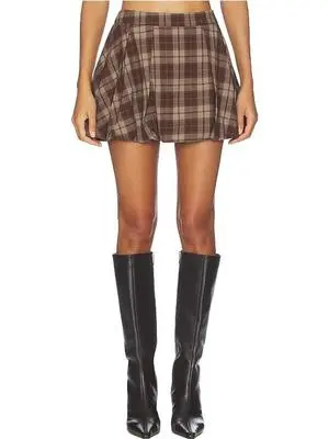 Astr The Label Toini Skort - Brown Plaid