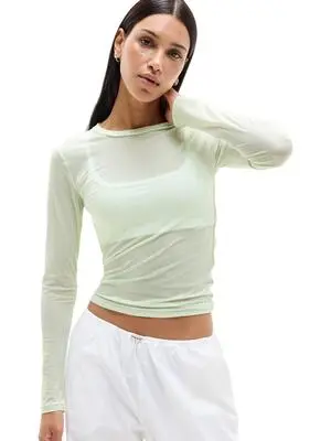 Athleta Sheer Mesh Top - Honeydew