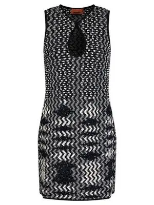 Missoni Cutout Sequin-embellished Jacquard-knit Mini Dress - Black