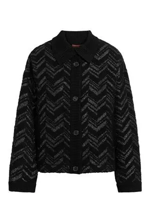 MISSONI Knitted-Trimmed Metallic Bouclé-Tweed Jacket