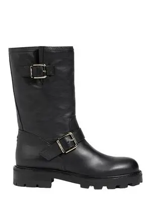 JIMMY CHOO Biker Ii Leather Combat Boots - Black