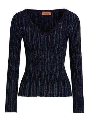 Missoni Metallic Jacquard-knit Sweater - Dark Purple