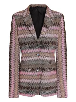 Missoni Metallic Crochet-knit Blazer - Baby Pink