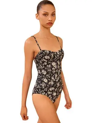 Ulla Johnson Dalila Ruched Maillot - Midnight Bloom