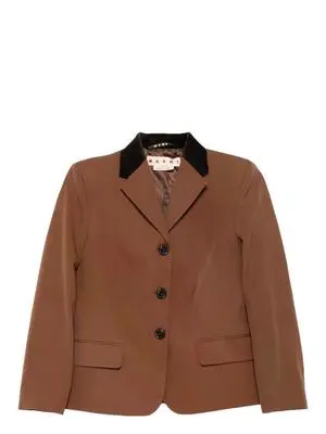 Marni Button Blazer With Velvet Collar - Brown