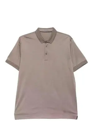 Corneliani Ribbed-collar Polo Shirt Brown