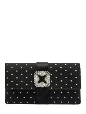 Manolo Blahnik Capri Polka-dot Clutch - Black